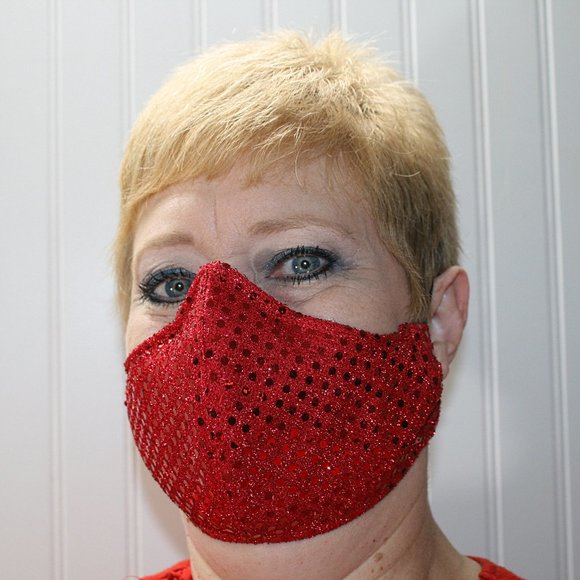 Hand Crafted | Accessories | Handmade Cloth Red Confetti Face Mask ...
